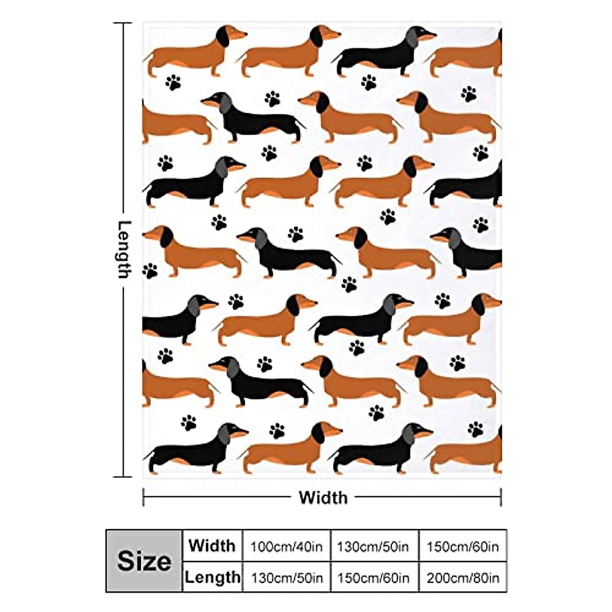 Dachshund Throw Blanket Bedding Super Soft Warm Flannel Blankets for Kids Adults Bedroom Living Room Sofa 50"x40"