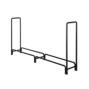 ifavor123 6.5 FT Firewood Rack Outdoor Indoor Heavy Duty Wood Rack for Firewood Log Rack with Cover Outdoors Wood Storage Stand Tubular Wood Pile Lumber Storage Stacking Log Bin Black