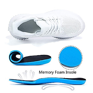 Akk White Sneakers for Women Walking Shoes Comfortable Lightweight Womens Work Casual Tennis Shoes for Gym 10 US White