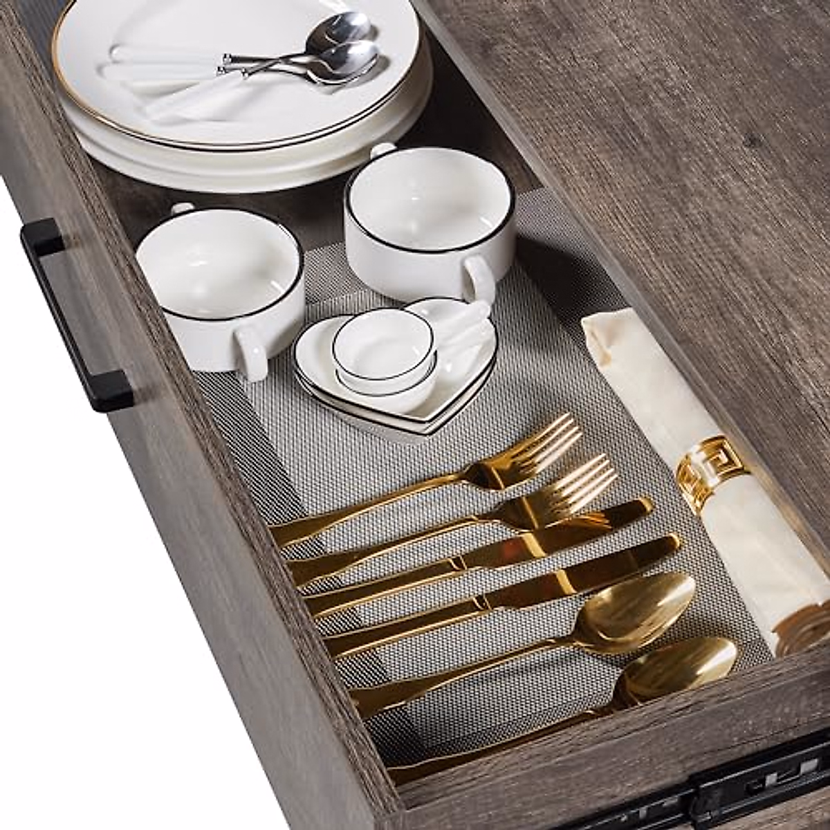 Yaheetech Kitchen Cart with Storage, Rolling Kitchen Island with Drawer and Towel Rack, Utility Shelf Microwave Stand Cart with Lockable Wheels for Dining Room, 40 x 20 x 36 inches, Taupe Wood