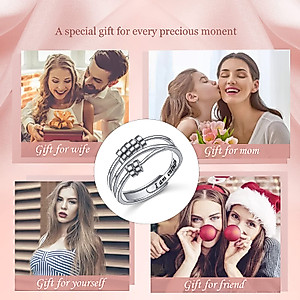 DAOSHANG Sterling Silver fidget ring anxiety ring for women spinner i am enough ring adjustable Inspirational Jewelry Statement Graduation Gift