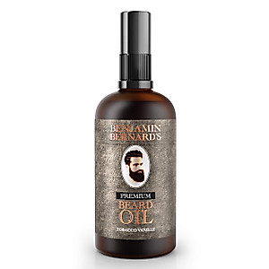 Premium Beard Oil by Benjamin Bernard - Male Grooming Blend with Essential Oils, Vitamin E - Natural Hydrating Treatment - Facial Hair Shaping Serum Softener for Men - Tobacco Vanille - 3.38 fl.oz