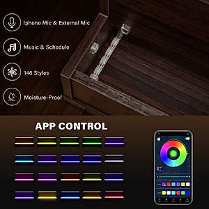 Cubehom LED Lighted Liquor Bottle Display Shelf, 24 Inch Bar Display Shelf with App & Remote Control 3 Tier for Home Bar, Party, Walnut