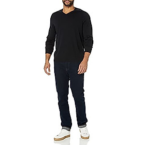 Amazon Aware Men's Regular-Fit Merino Wool V-Neck Sweater (Available in Tall), Black, X-Large
