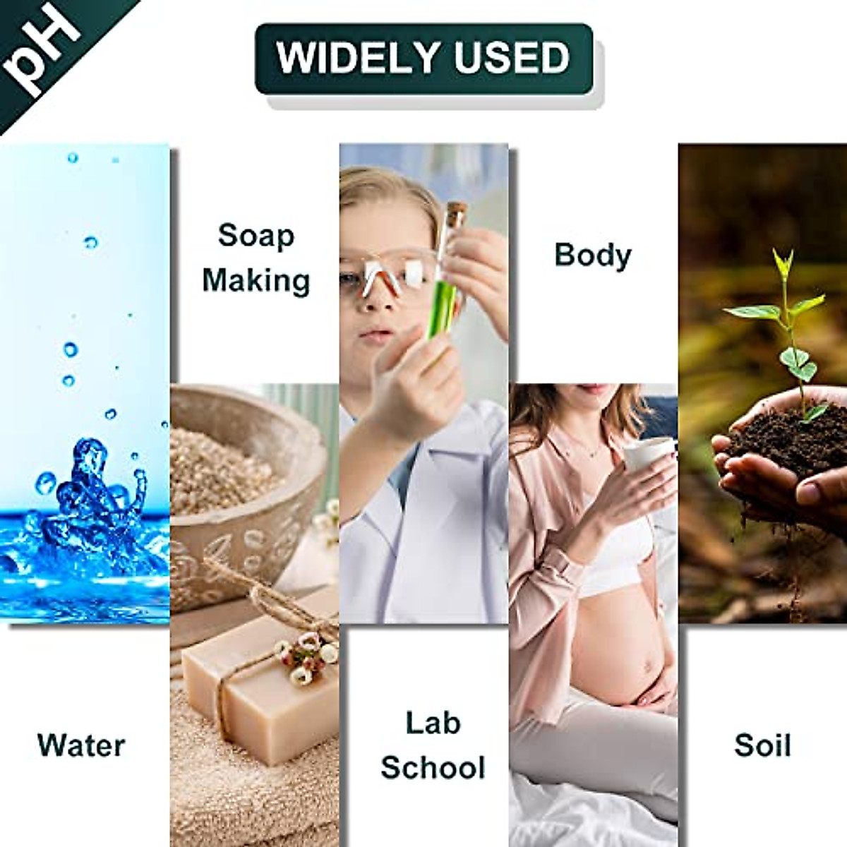 pH Test Strips - 200ct + 4 Colorimetric Blocks - Easy to Use and Wide Range pH Strips - for Testing Water, Soil, Soap, Chemistry Experiment, Pet Food, Diet pH Monitoring and so on…