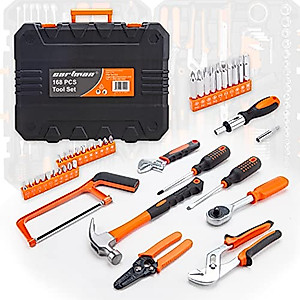 CARTMAN Socket Wrench Auto Repair Tool Combination Package Mixed General Household Hand Tool Set Tool Kit with Plastic Toolbox Storage Case