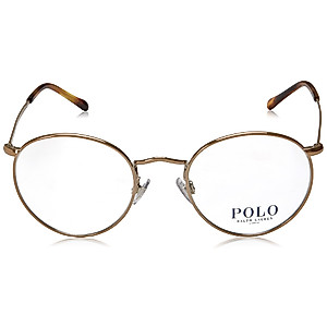 Polo Ralph Lauren Men's PH1179 Round Prescription Eyewear Frames, Shiny Dark Rose Gold/Demo Lens, 48 mm