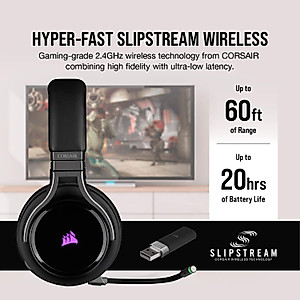 Corsair Virtuoso RGB Wireless Gaming Headset with 7.1 Surround Sound, Broadcast Microphone, Memory Foam Earcups, 20hr Battery - For PC, PS4