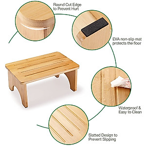 2 Pack P&BEXC Step Stool Bamboo Step Stool for Adults and Kids,Portable Bedside Step Stool with Solid Wood, Support up to 300lbs,Skid Proof Step Stool for High Bed/Kitchen/Bathroom (No Assembly)