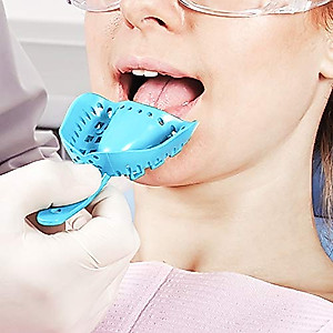JMU Dental Impression Tray 12 Pcs, Perforated Disposable Impression Trays, 4 Medium Lower