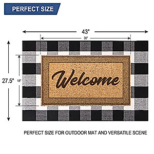 BEDELITE Buffalo Plaid Rug 27.5x43 Inches, Washable Hand Woven Braided Cotton Front Door Mat Indoor Outdoor, Farmhouse Checked Black and White Area Rug for Entryway, Living Room, Kitchen, Porch Decor