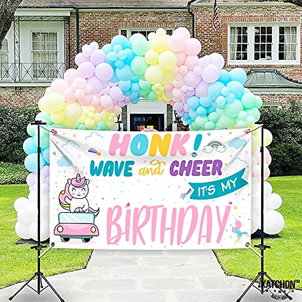Unicorn Honk Its My Birthday Yard Sign - Big 72x40 Inch Honk Wave and Cheer Birthday Banner | Unicorn Birthday Banner Quarantine Drive By Birthday Decorations | Unicorn Birthday Decorations for Girls