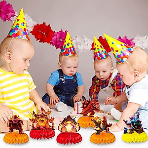 8Pcs Bowser Birthday Party Supplies, Mario Bowser Theme Table Decorations, Honeycomb Centerpieces 3D Double Side for Mario Bowser Fans Boys Girls