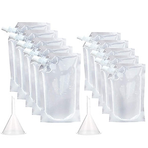 20 Pieces Plastic Flasks Reusable Liquor Drink Juice Pouches with Spout Concealable Drinking Flasks Bags Adults Sneak Alcohol Water Bottle 250ml & 350ml with Funnel