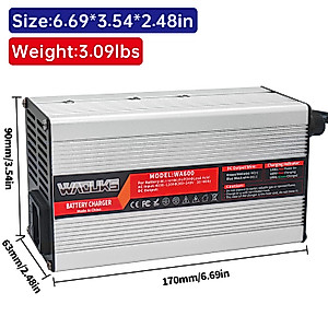 WAOUKS 72V 6A Charger 72V 82.8V Lead Acid Battery Charger DC Plug 3pin C13 N+L- Used for 72V Lead Acid AGM Gel VRLA OPZV Battery Full Charged 72V Smart Charger