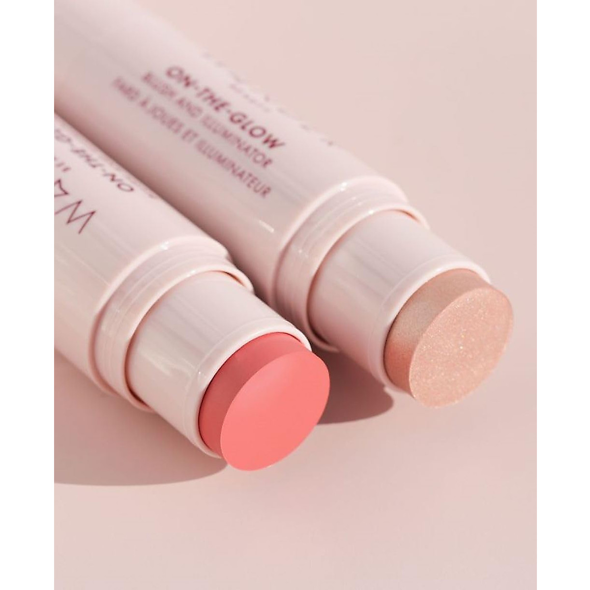 Wander Beauty On-the-Glow Blush and Illuminator - Coral Rose/Nude Glow - 7-in-1 Hydrating Cream Blush & Highlighting Stick - Stick Blush for Cheeks, Lip, & Body - Highlighter Makeup & Blush - 0.4 oz