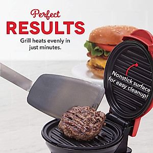 Dash Mini Maker Portable Grill Machine + Panini Press - Red & DMW001RD Machine for Individual, Paninis, Hash Browns, & other Mini waffle maker, 4 inch, Red