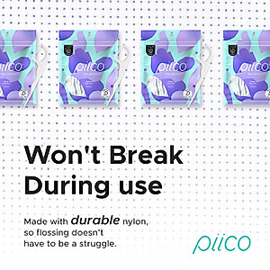 Piico Lavender Floss Picks with Xylitol, 100 Counts, Unbreakable, Shred-Resistant Flossers for Adult, Resealable Pack, Long-Lasting Unique Flavored Dental Floss Picks, Doubles as Portable Dental Picks