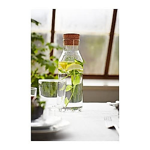 Ikea 365 (34 Oz) Clear Glass Carafe With Cork Stopper, Ideal For Hot and Cold Water Pitcher, Tea/Coffee Maker, Iced Tea, Beverage Pitcher As Well As for Serving Wine