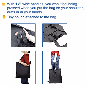 BROWINT Nylon Reusable Grocery Bag (3 pack), Nylon Heavy Duty Tote Bags 110 lbs, 19"x 19" Large Shopping bag, Foldable