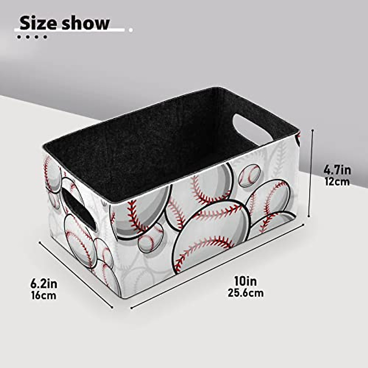 Kcldeci Baseball Softball Ball Graphics Storage Bins Baskets for Organizing 2Pack, Sturdy Storage Basket Foldable Storage Baskets for Shelves Closet Nursery Toy