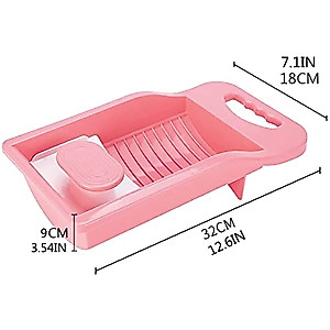 Mini Hand Washboard Personal Underwear Sock Washing Board, Washboard for Laundry, Use for Hand Washing Clothes and Small Items Plastic Non-Slip Washboard Convenient Washboard (Pink)