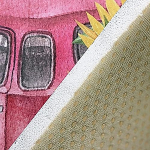 Doormat Welcome Door Mat-Farm Red Trolley Yellow Sunflower Flowers,Living Room Kitchen Floor Mat Home  Indoor Outdoor Decoration 24X16INCH