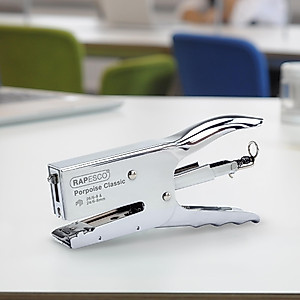 Rapesco 1298A Stapling Set with Porpoise Packaging Stapler with 10,000 Type 26 Standard 5/16" Staples, 45 Sheet Capacity, Chrome