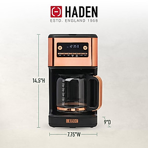 HADEN Generous Brew 14 Cup Coffee Maker with 120 Minute Keep Warm, Delay Brew, Adjustable Strength, Programmable Clock, and Anti Drip, Black/Copper