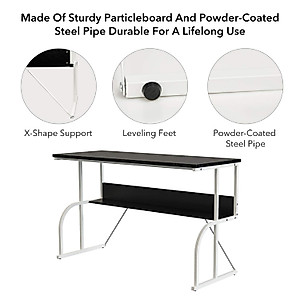 Famree Computer Desk 47" Writing Table for Home Office Study Work, Simple Desk Style PC Laptop Notebook Workstation, Black