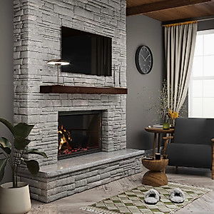 BoscoMondo Solid Wood Fireplace Mantel Shelf, Floating Mantle for Living Room, Farmhouse Rustic Wood Mantel, 60" Long- 7INCH Deep, 3INCH Thick, Easy Wall Mount with Heavy-Duty Metal Bracket