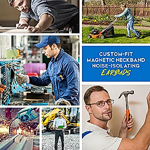 MIPEACE Bluetooth Noise Reduction Headphones, Magnetic Custom-fit Safety Wireless Neckband headphones-29db Noise isolating Work Earbuds Earphones with mic and Control,IPX4 sweatproof 13+Hour Playtime