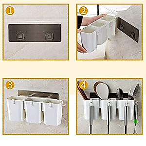 ZSQAI Kitchen Shelves Seamless with Hook Cutlery Drainer Storage Box Chopsticks Cage Kitchen Shelves Refrigerator Magnetic Storage Box