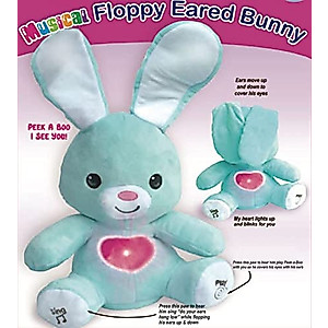 POMPIN Plush Peek A Boo Singing Bunny with Light Up Heart | Easter Bunny Toy | Plays Peek-A-Boo & Sings Do Your Ears Hang Low? | Easter Bunny Gift