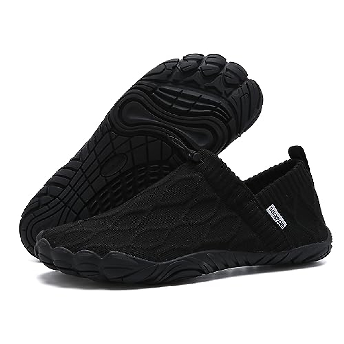 WateLves Barefoot Water Shoes Women Men Minimalist Comfortable Walking Shoes Beach Outdoor Running Sneakers (Black,42)