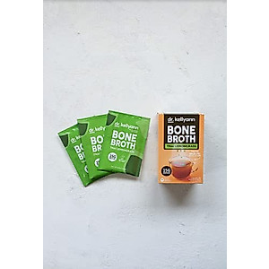 Dr. Kellyann Bone Broth Collagen Powder Packets (7 Servings, 1 Box) - Thai Lemongrass, 16g Protein/Serving, 100% Grass-Fed Hydrolyzed Collagen Powder, Keto & Paleo Friendly