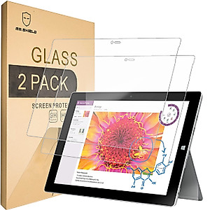 [2-PACK]-Mr.Shield Designed For Microsoft Surface Pro 3 12 inch [Tempered Glass] Screen Protector [0.3mm Ultra Thin 9H Hardness 2.5D Round Edge] with Lifetime Replacement