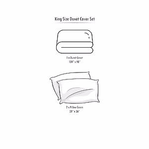 via bianco Plain 100% Organic Cotton Duvet Cover Set - King Size - Ultra Soft - 100% Cotton - 3pcs - Bedding Duvet Cover & Pillow Case Black & White