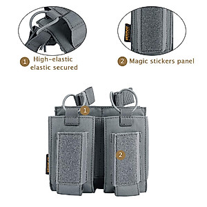 EXCELLENT ELITE SPANKER Open-Top Single/Double/Triple Molle Mag Pouch for M4 M14 M16 AK AR Elastic Rifle Magazines for Pistol Mag Pouch(Grey)