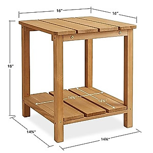 Casafield Adirondack Side Table, Cedar Wood Outdoor End Table with Shelf for Patio, Deck, Lawn and Garden - Natural