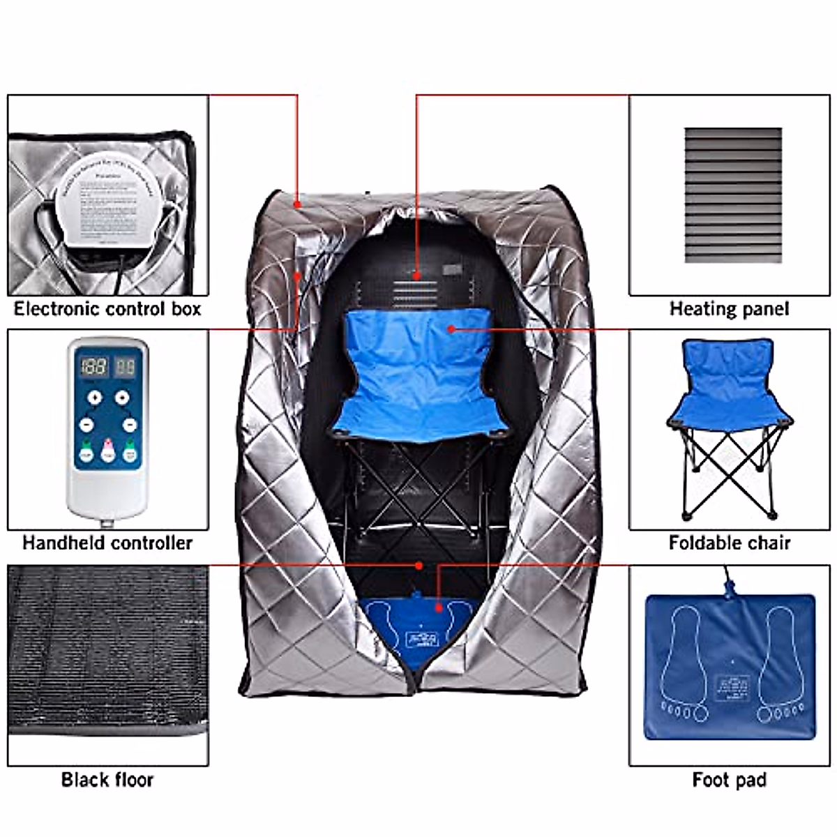 Heatwave Rejuvenator Portable Personal Sauna with FAR Infrared Carbon Panels, Heated Floor Pad, Canvas Chair