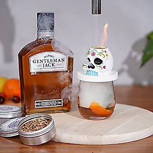 TMKEFFC Cocktail SmokeTop Kit in Colorful Skull Design, Smoker Top with Wood Chips, Smoked Drinks Wine Whiskey Bourbon Old Fashioned Smoking Tools