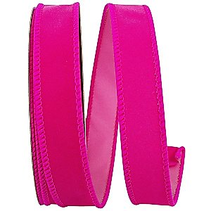 Reliant Ribbon Velvet Fuzz Wired Edge Ribbon, Fuchsia