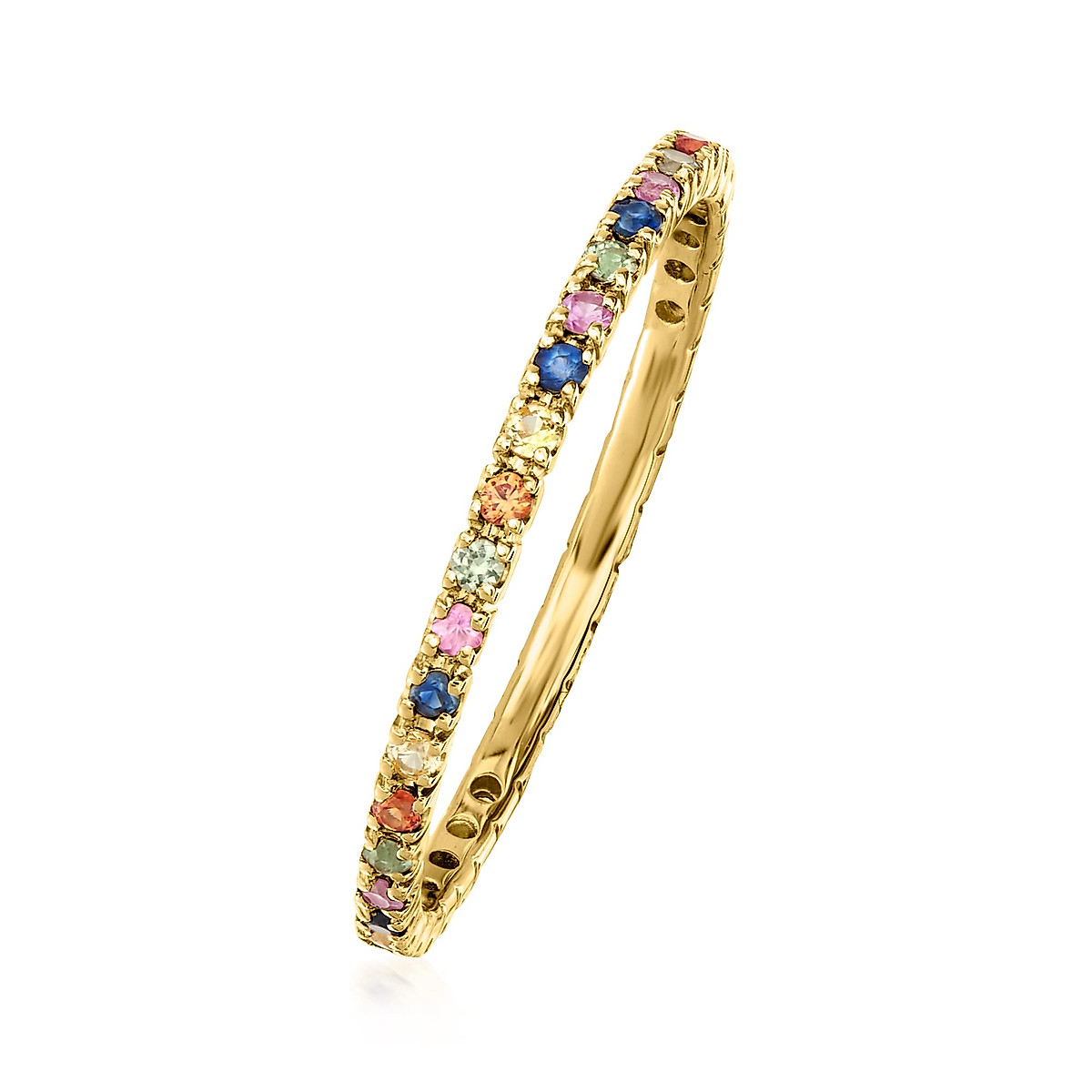 Ross-Simons RS Pure 0.42 ct. t.w. Multicolored Sapphire Eternity Band in 14kt Yellow Gold. Size 6