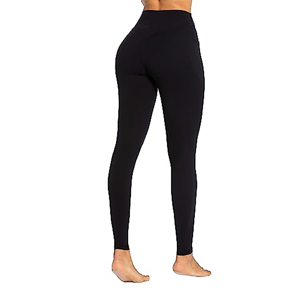 Sunzel No Front Seam Workout Leggings for Women with Pockets, High Waisted Compression Yoga Pants with Tummy Control 26" Black X-Small
