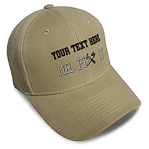 Custom Baseball Cap Handyman Mr. Fix It B Embroidery Acrylic Dad Hats for Men & Women Strap Closure Khaki Personalized Text Here