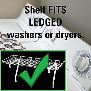 Household Essentials 05100 Rear Display Over-The-Washer Storage Shelf | Organize and Store Laundry Room Supplies | White (Pack of 2)