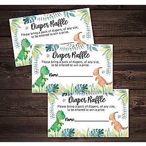 All Ewired Up 50 Dinosaur Diaper Raffle Tickets Diaper Raffle Ticket Lottery Insert Cards Baby Shower Invitations, Supplies and Games for Baby Reveal Party, Gender Neutral Bring a Pack of Diapers