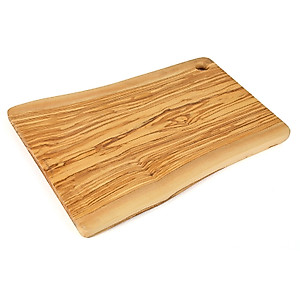 Ideaolives Natural Olive Wood Cutting Board, Rustic Serving Platter for Meat & Snack, Wooden Charcuterie Board Cheese Serving Tray, Handmade Decorative Cutting Board, Housewarming Gift (ZRB-M)