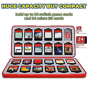 Switch Game Case Compatible with Nintendo Switch Games & Micro SD Cards, FUNLAB Switch Game Holder Cartridge Case with 24 Game Card Storage - Pokedex Red